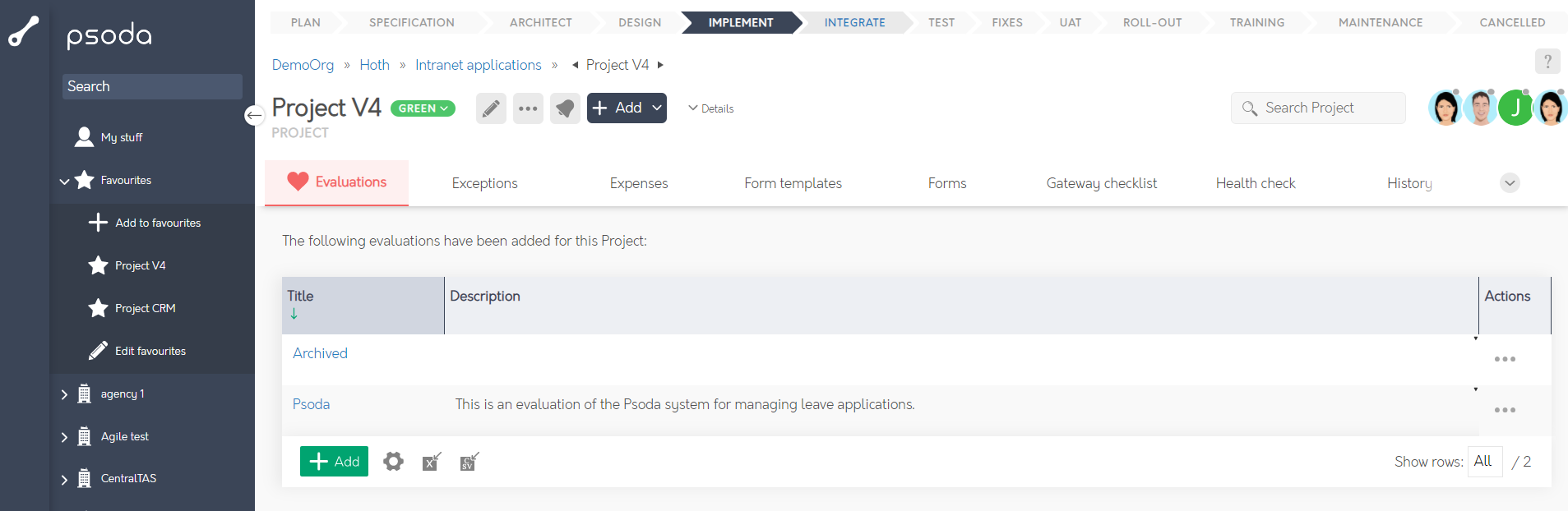 Add evaluation form - Psoda Help Centre