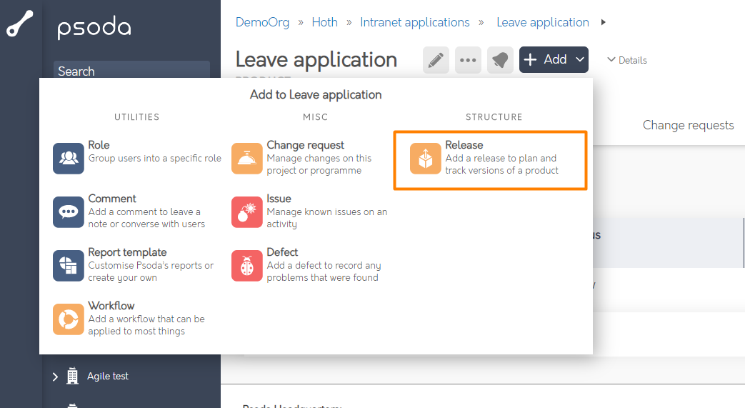 Add release form - Psoda Help Centre