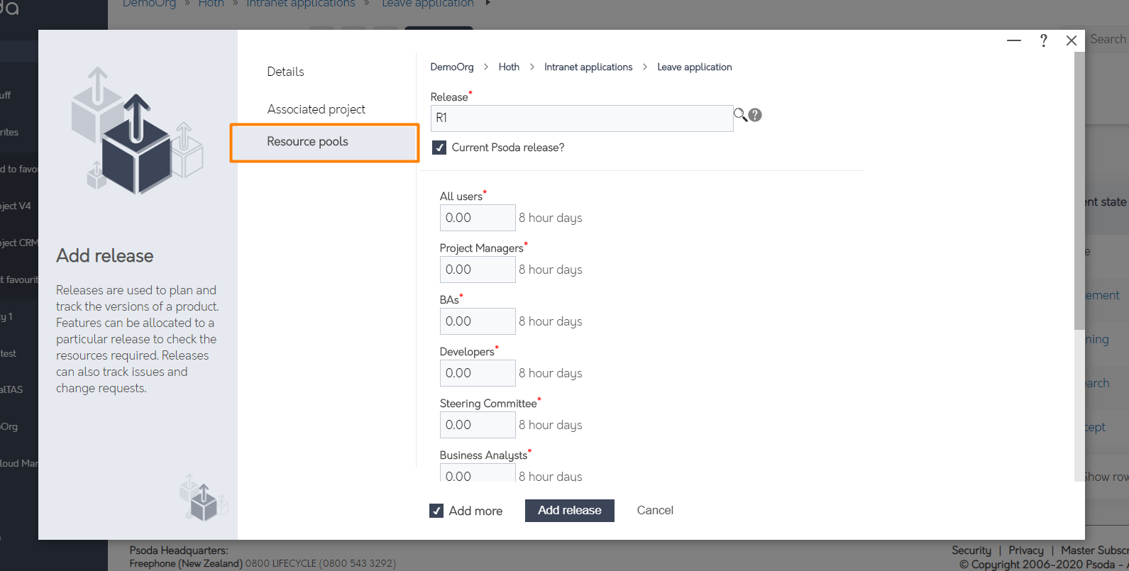Add release form | Psoda Help Centre