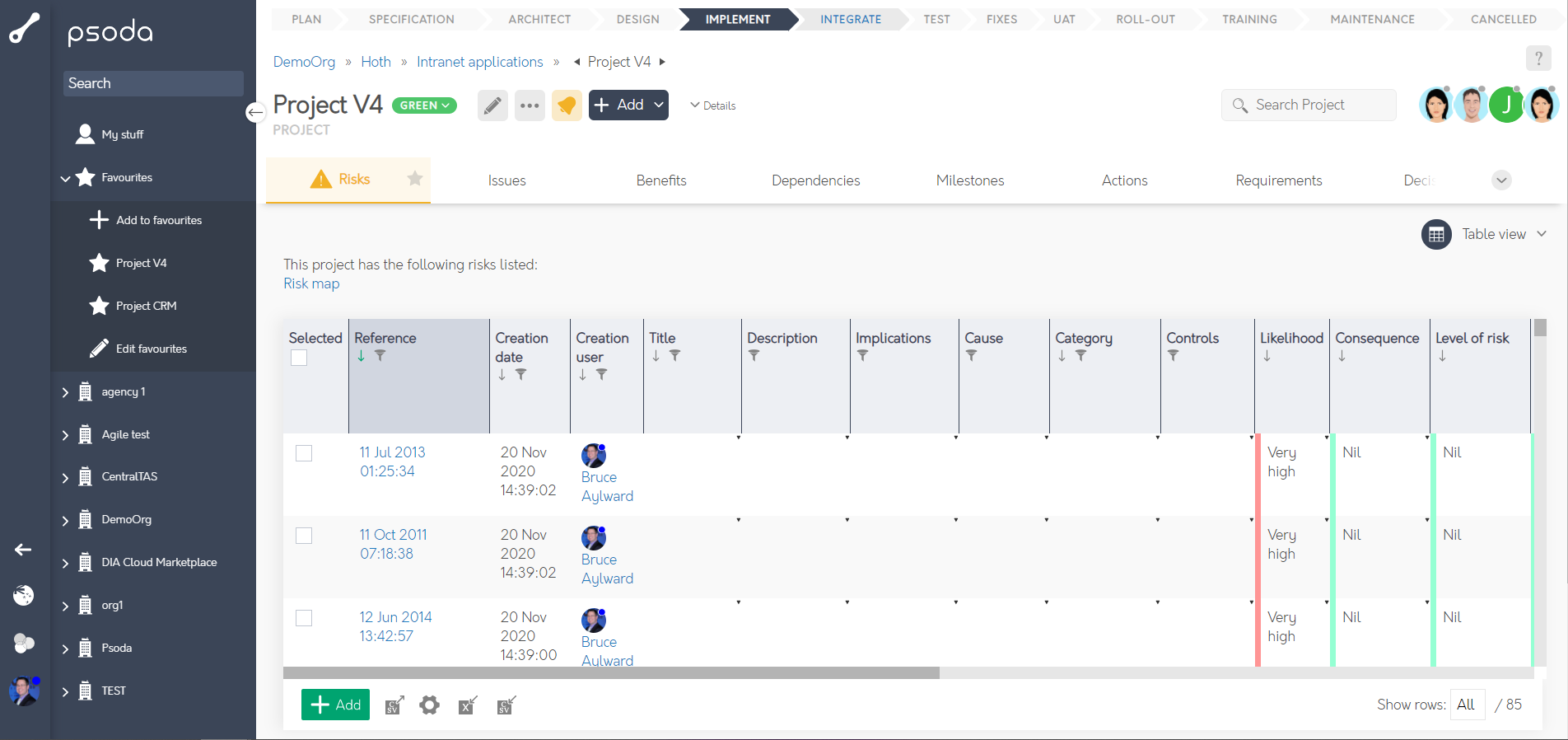 Add risk form | Psoda Help Centre