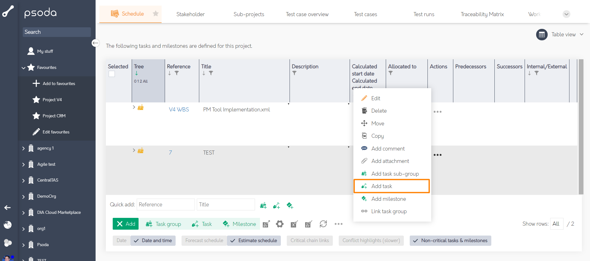Add task form | Psoda Help Centre