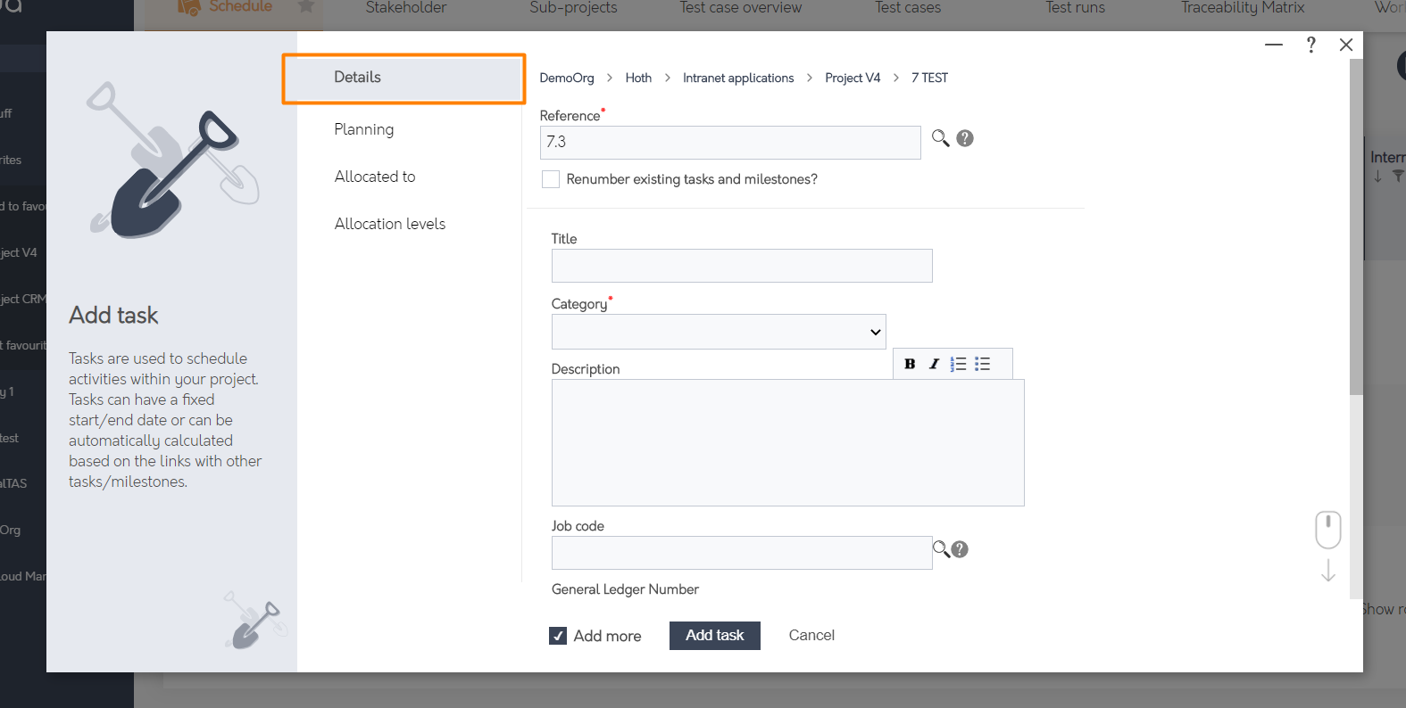 Add task form | Psoda Help Centre