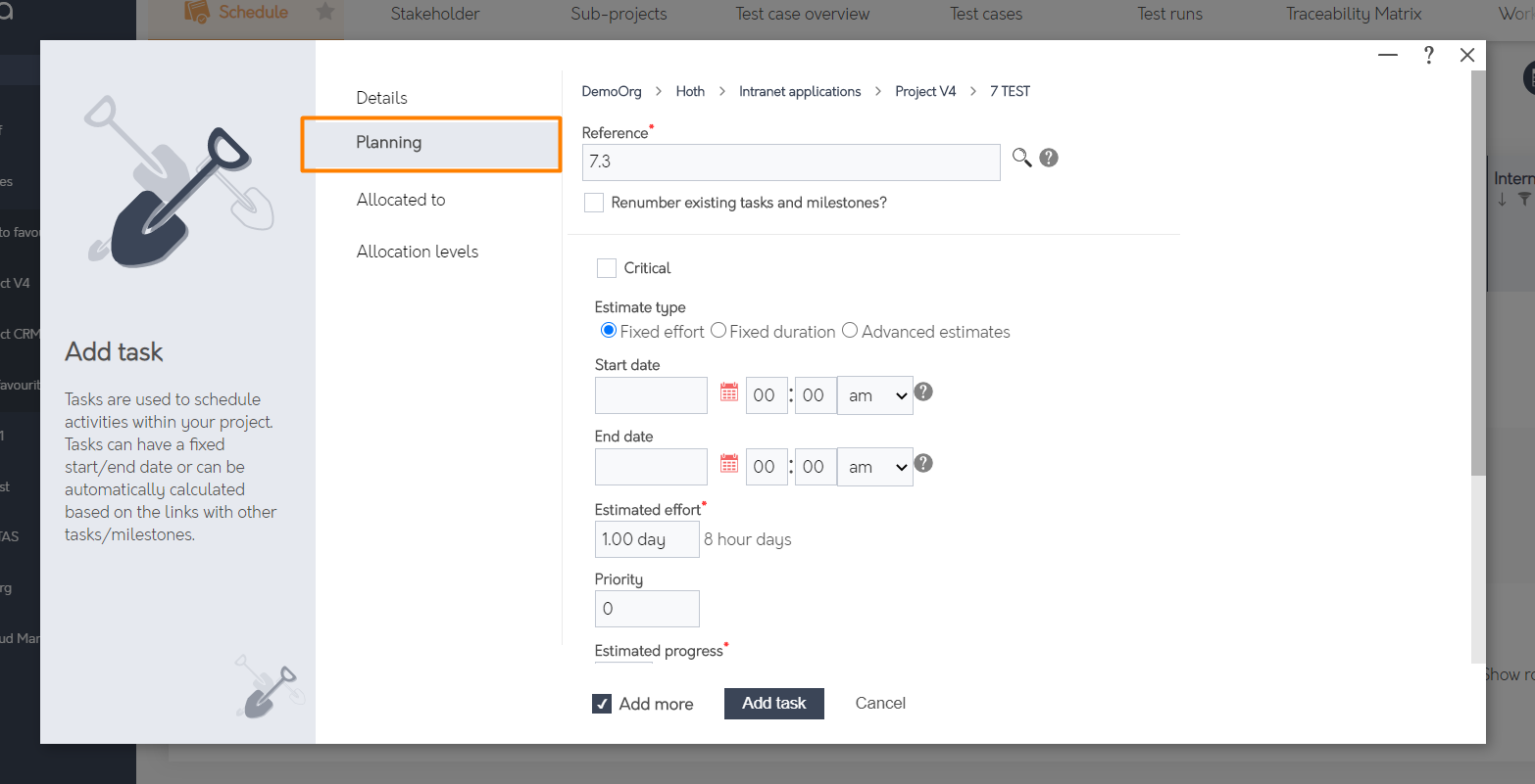 Add task form | Psoda Help Centre