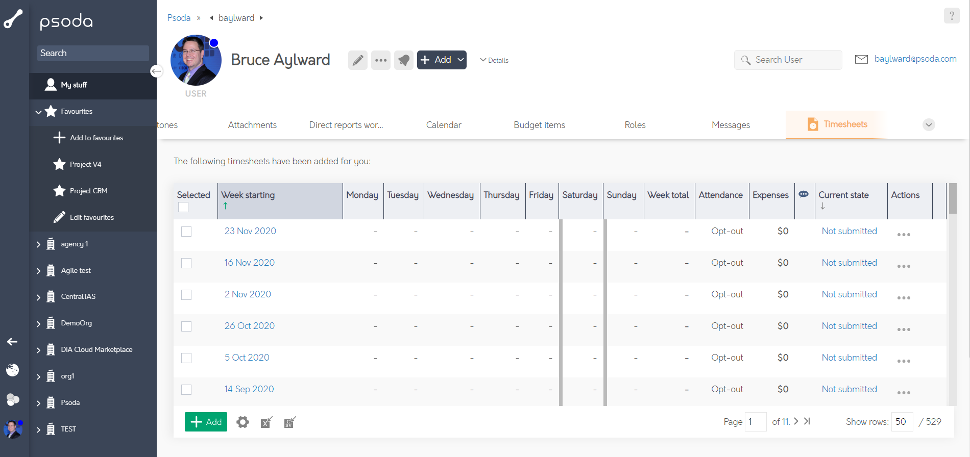 Tutorial: Adding a new timesheet | Psoda Help Centre