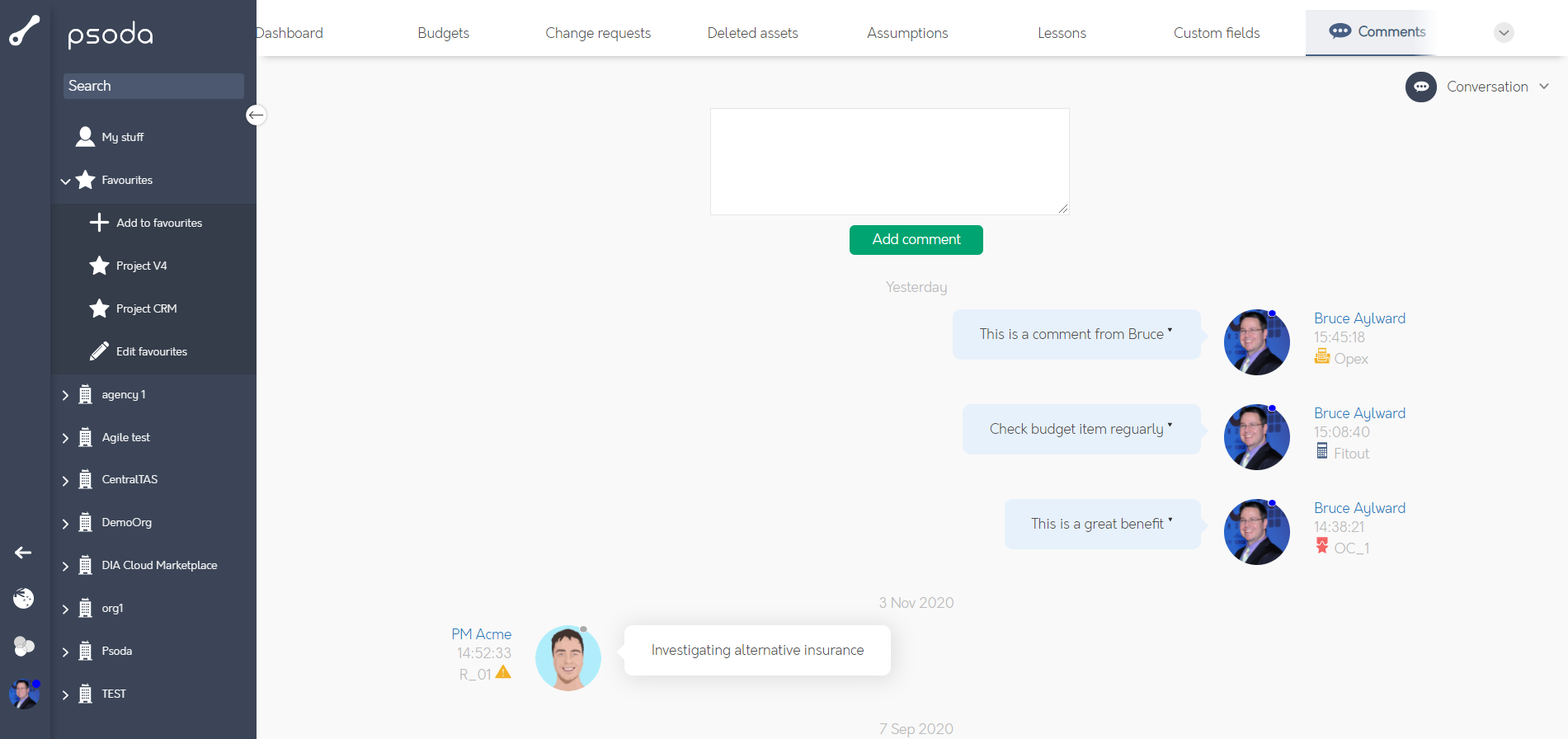Comment Stream popup - Psoda Help Centre