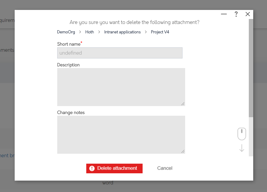 Delete attachment form | Psoda Help Centre