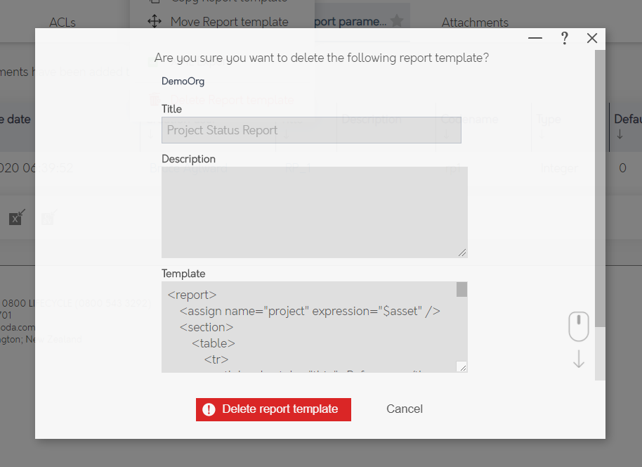 Delete report template - Psoda Help Centre