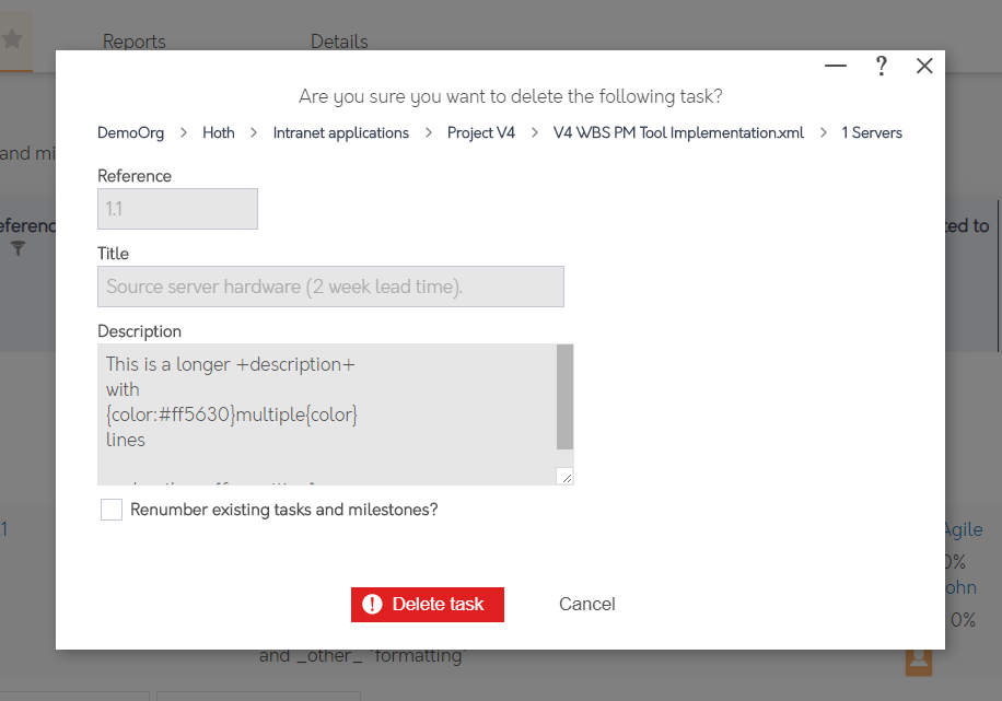 Delete task form - Psoda Help Centre
