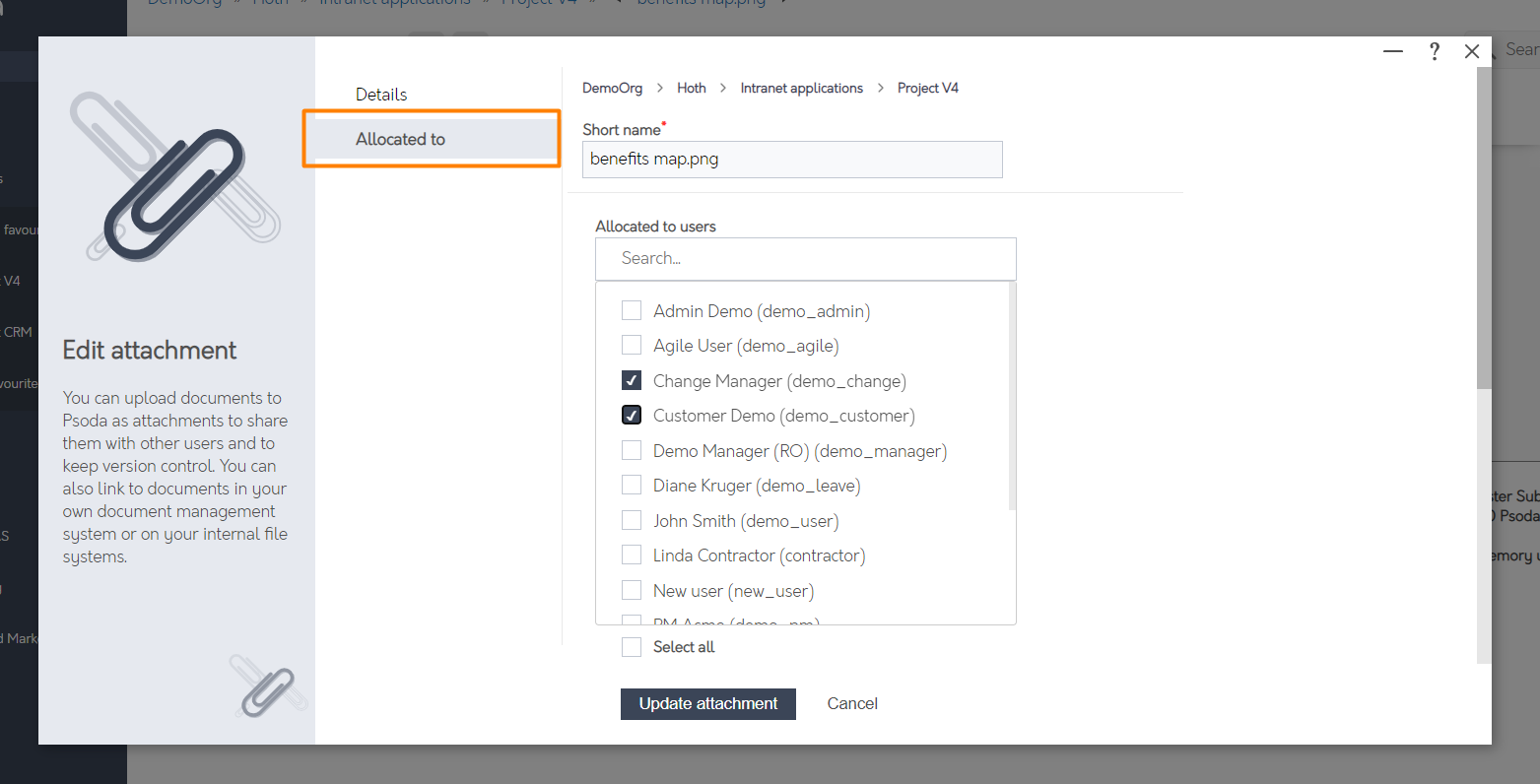 Edit attachment form | Psoda Help Centre