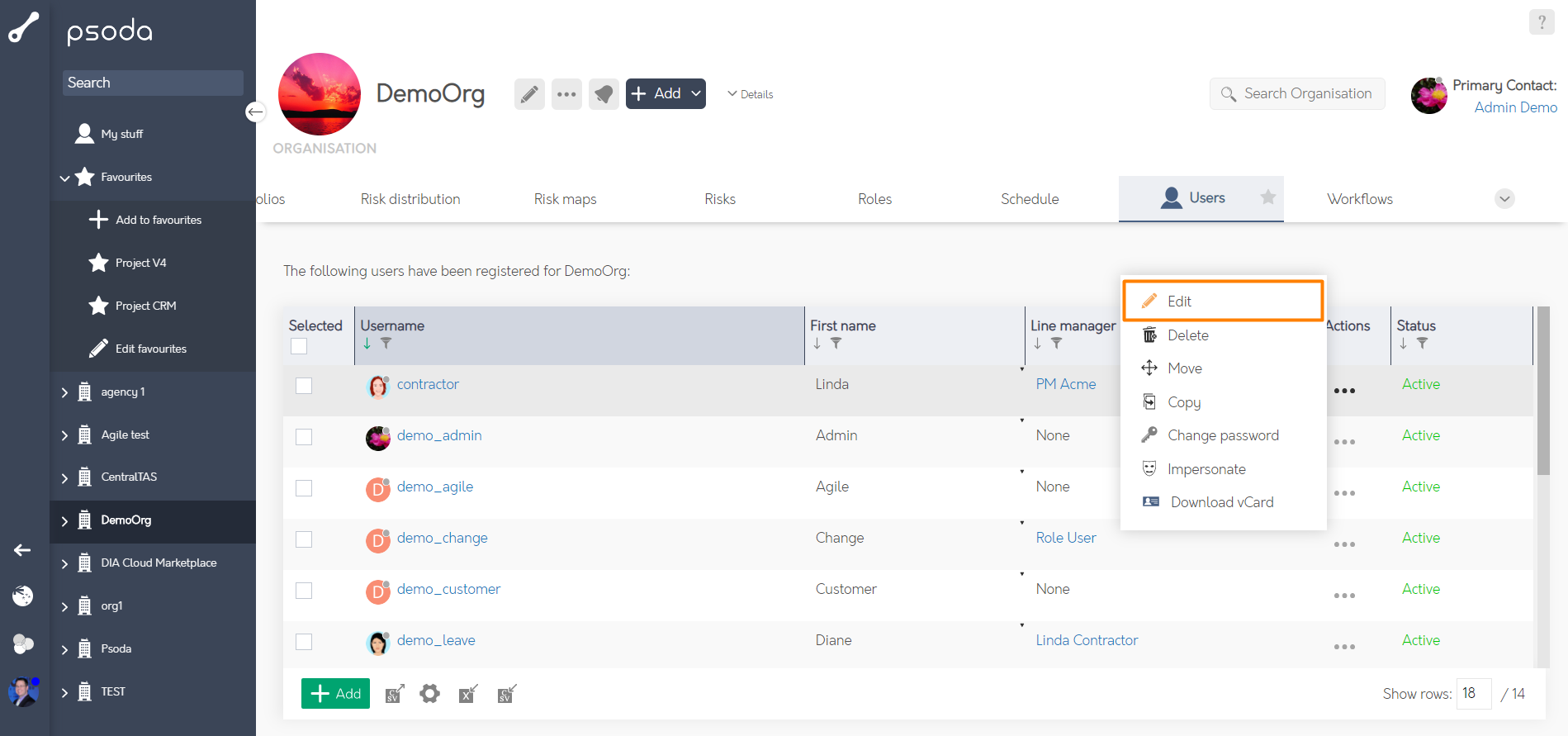 Edit user form | Psoda Help Centre