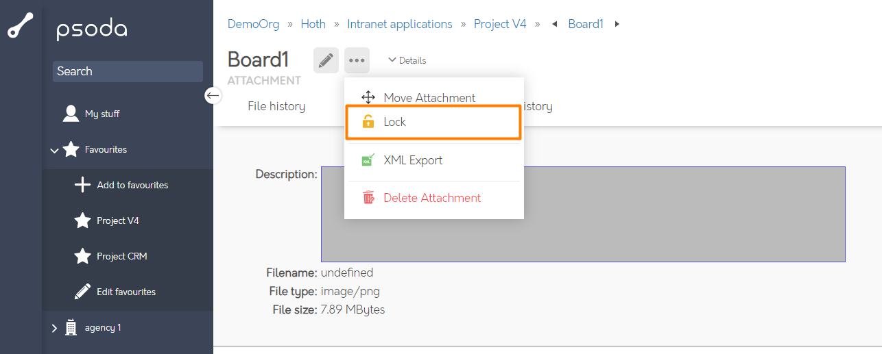 Lock attachment form | Psoda Help Centre