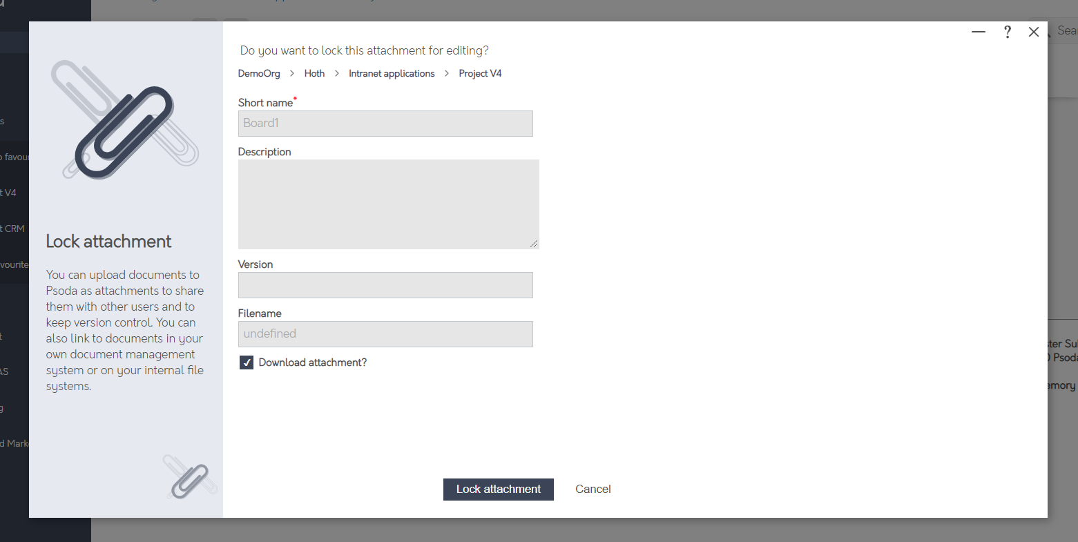 Lock attachment form | Psoda Help Centre