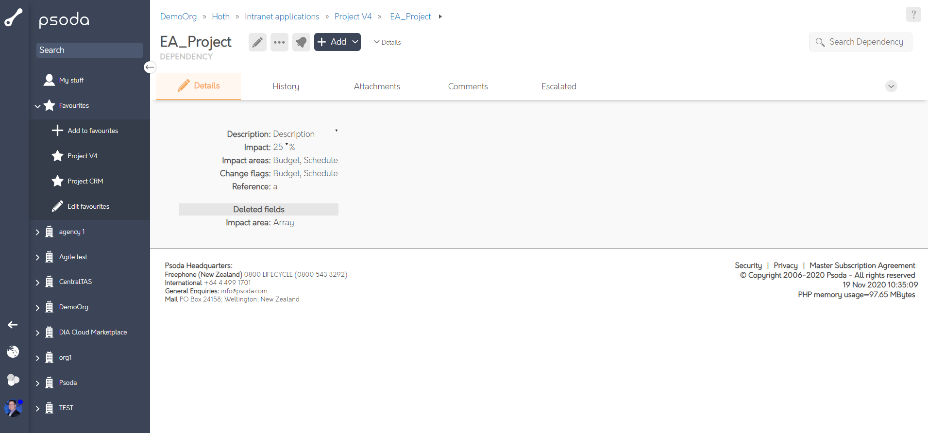 View dependency page | Psoda Help Centre