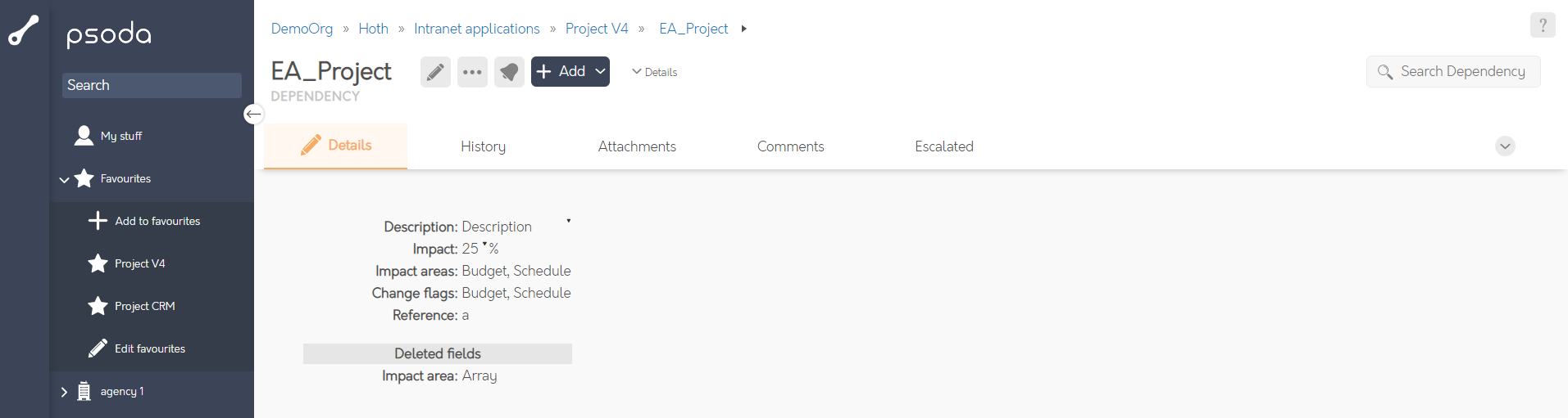 View dependency page | Psoda Help Centre