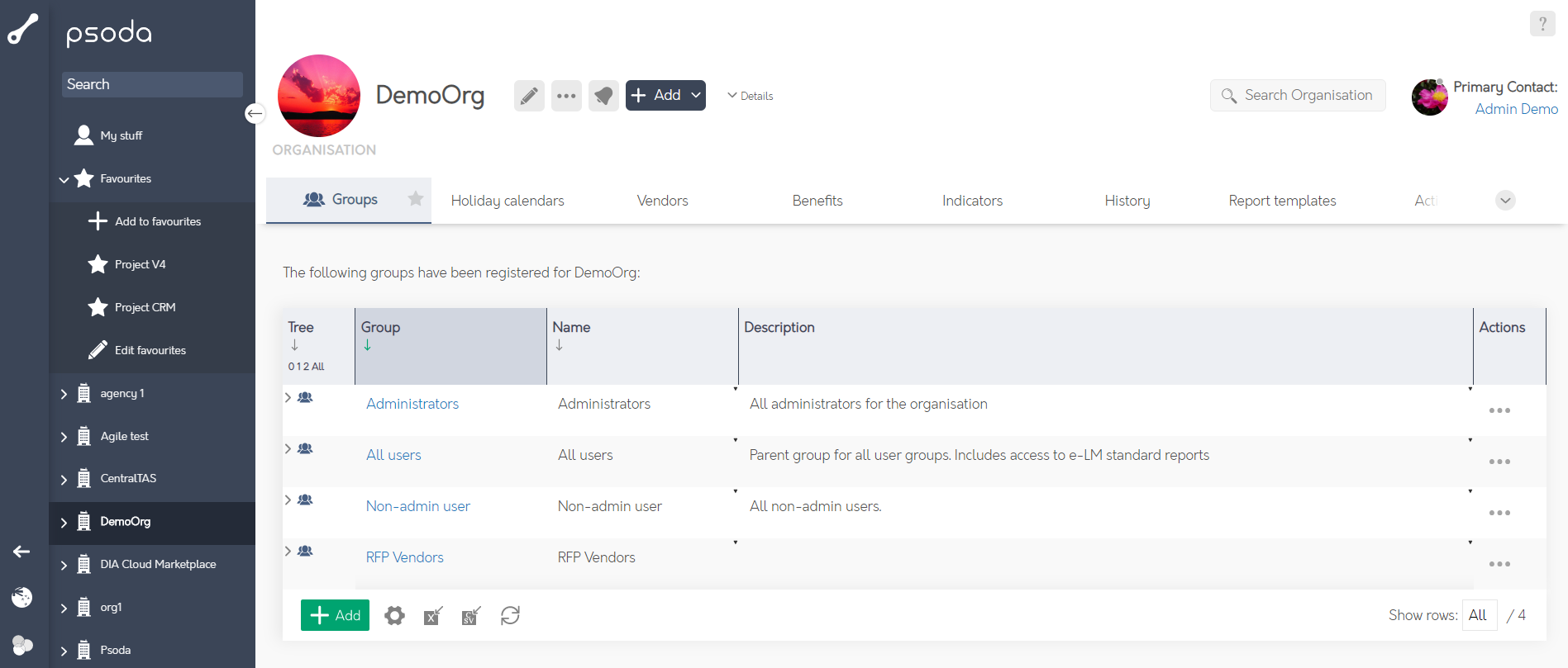 View organisation page | Psoda Help Centre