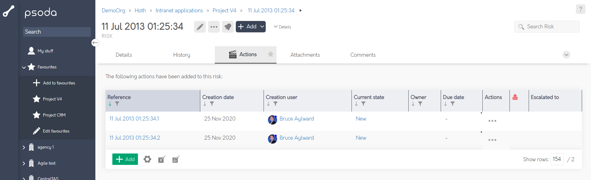 View risk page | Psoda Help Centre