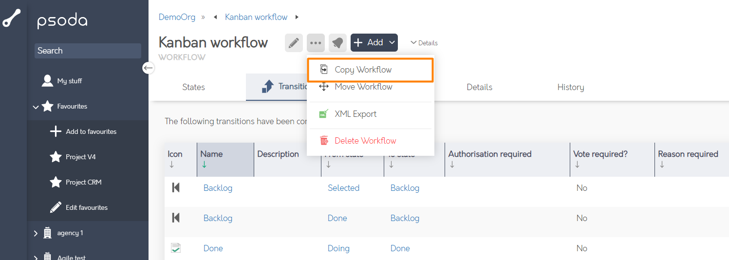 Copy workflow form - Psoda Help Centre