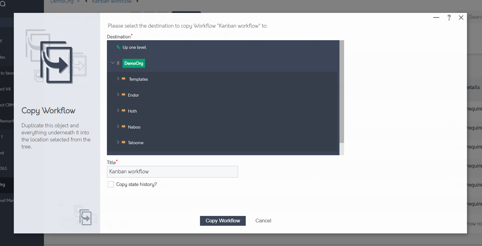 Copy workflow form - Psoda Help Centre