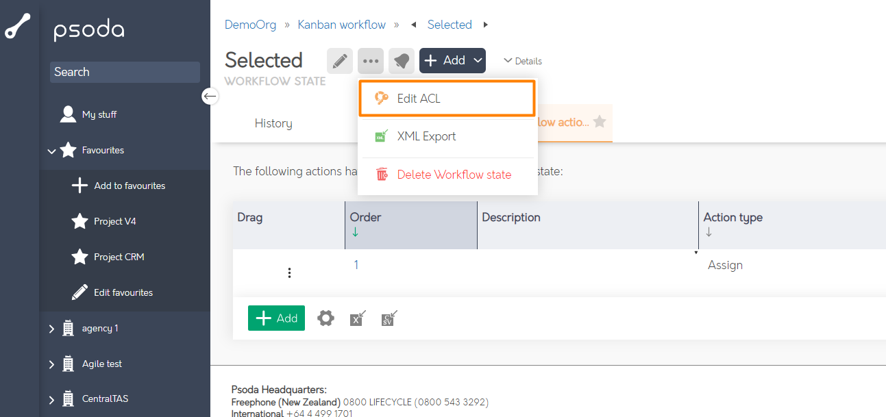 Edit workflow state ACL form - Psoda Help Centre