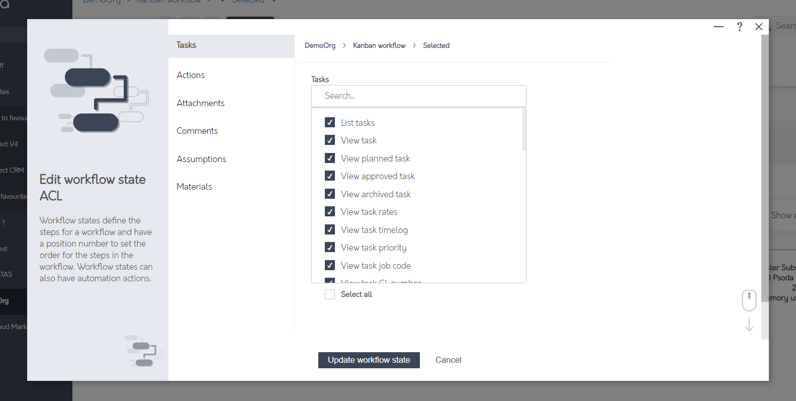 Edit workflow state ACL form - Psoda Help Centre