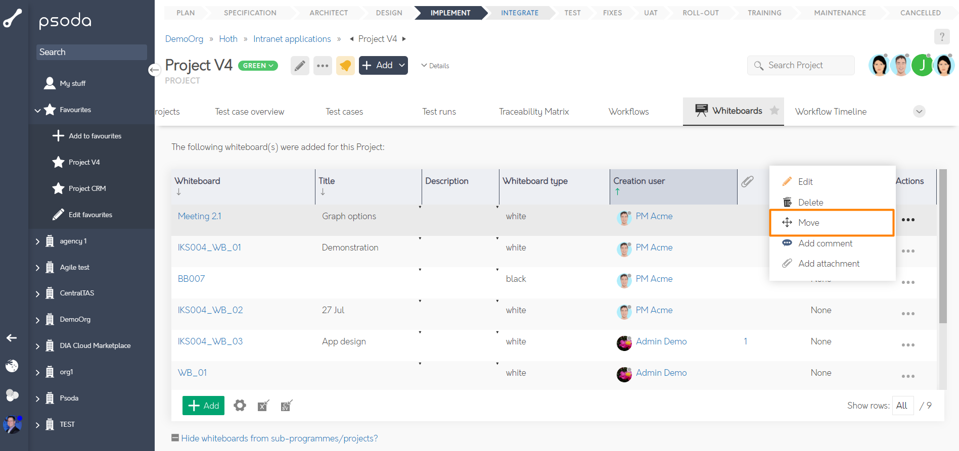 Move whiteboard form - Psoda Help Centre