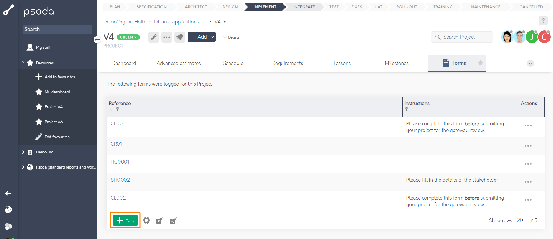 Add form | Psoda Help Centre