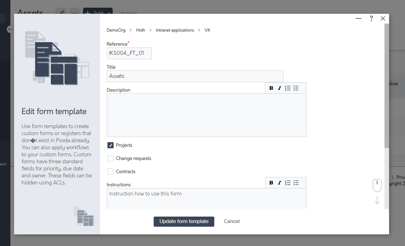 Edit Form Template Form Psoda Help Centre