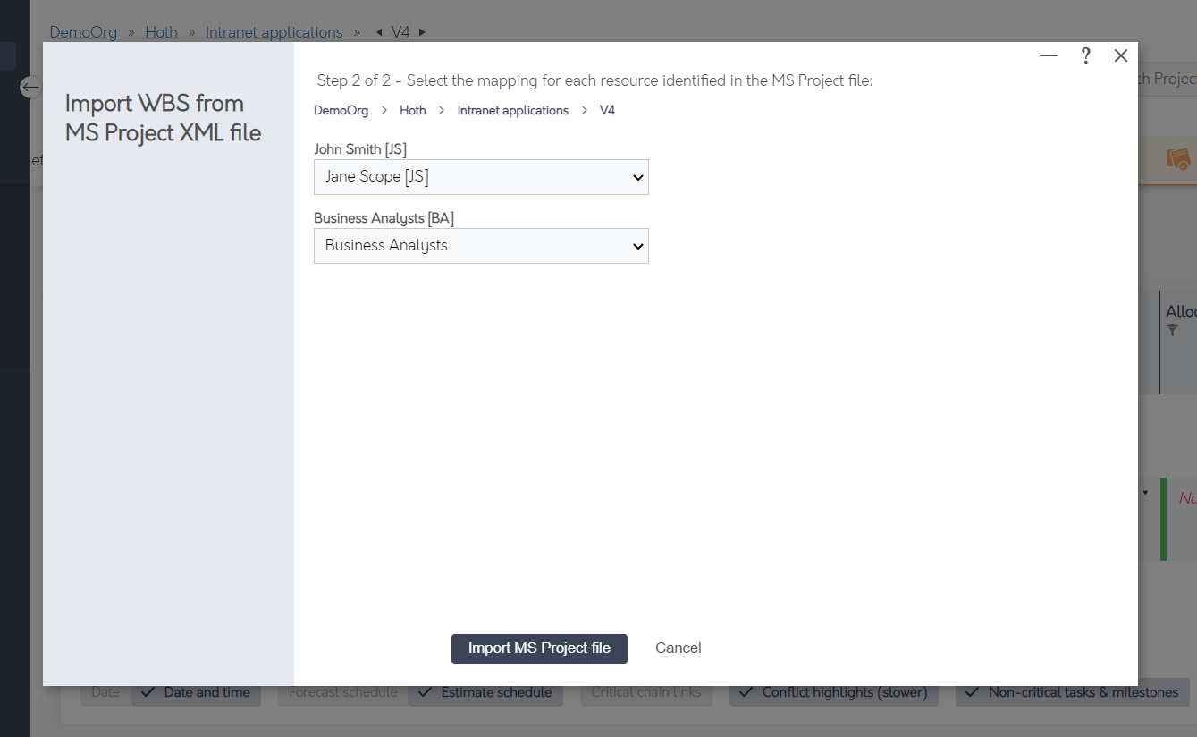 Microsoft Project integration - Psoda Help Centre